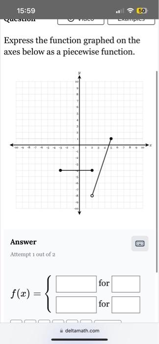 Solved Express the function graphed on the axes below as a | Chegg.com