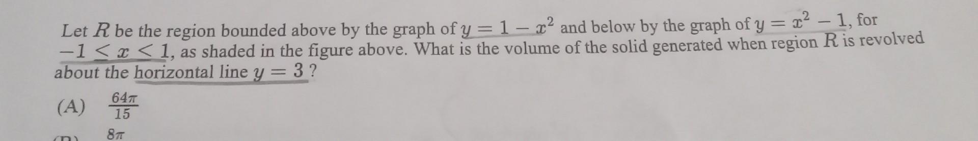 Solved Let R be the region bounded above by the graph of | Chegg.com
