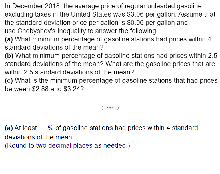 Solved In December 2018, ﻿the average price of regular | Chegg.com