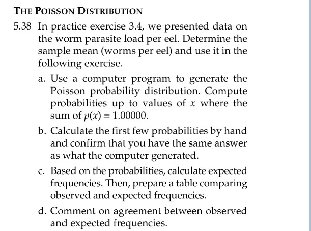 Solved THE POISSON DISTRIBUTION 5.38 In practice exercise | Chegg.com