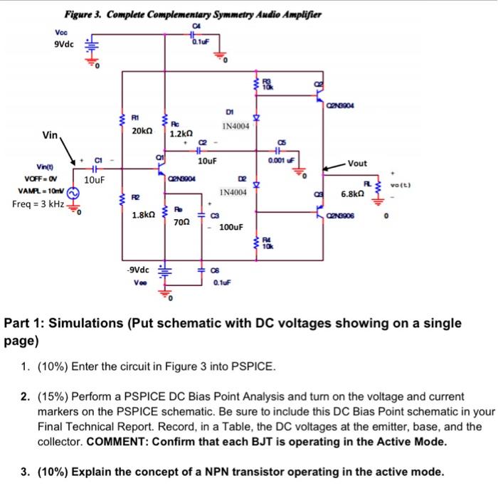 Figure 3. Complete Complementary Symmetry Audio | Chegg.com