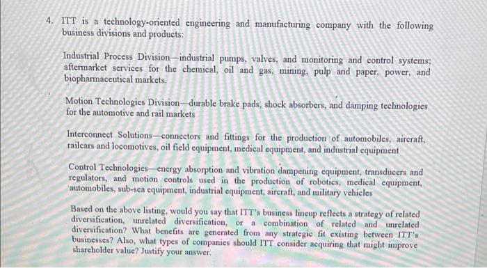 Solved 4. ITT is a technology-oriented engineering and | Chegg.com