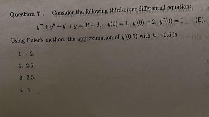 Solved Question 7. Consider the following third-order | Chegg.com