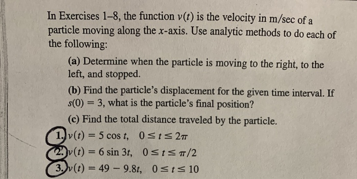 Solved In Exercises 1-8, the function v(t) is the velocity | Chegg.com