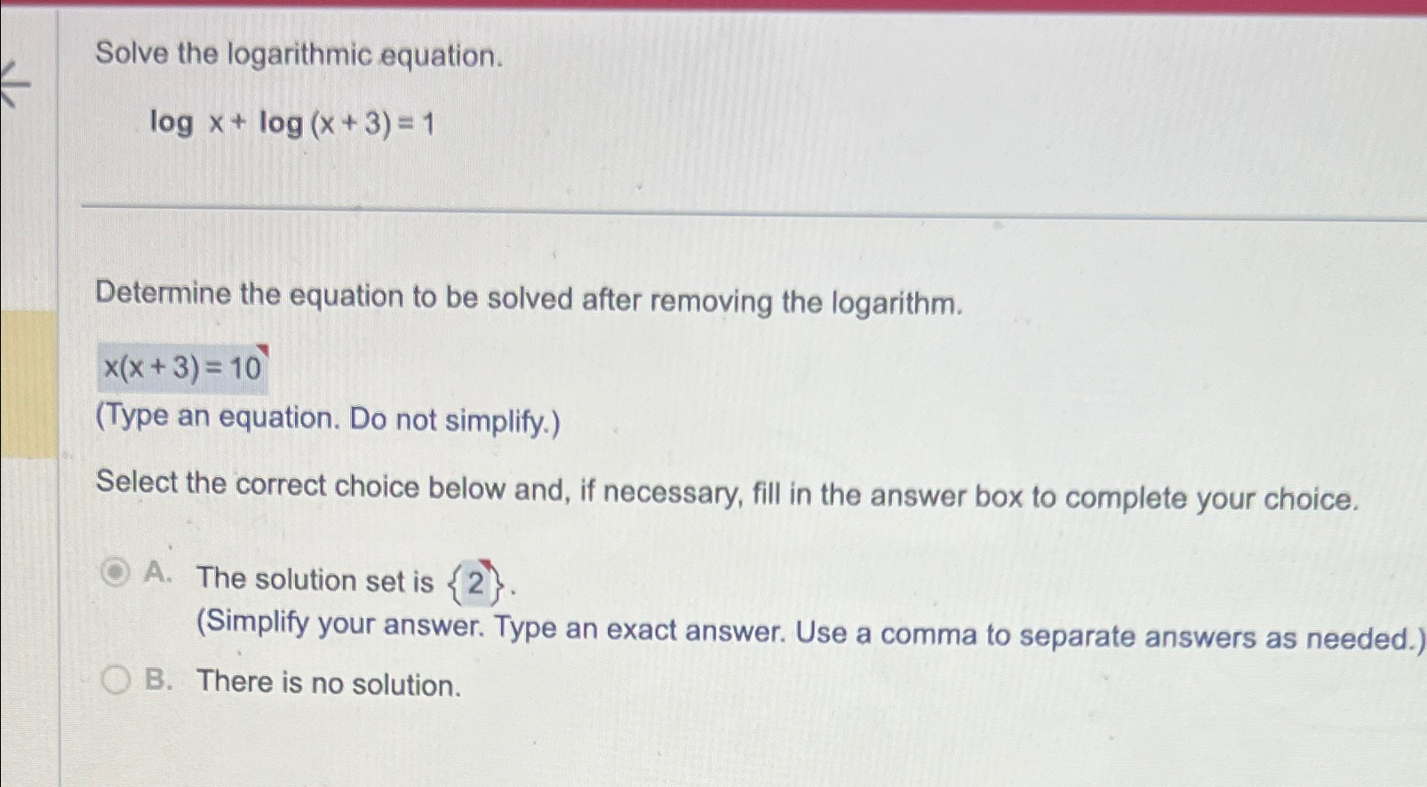Solved Solve the logarithmic | Chegg.com
