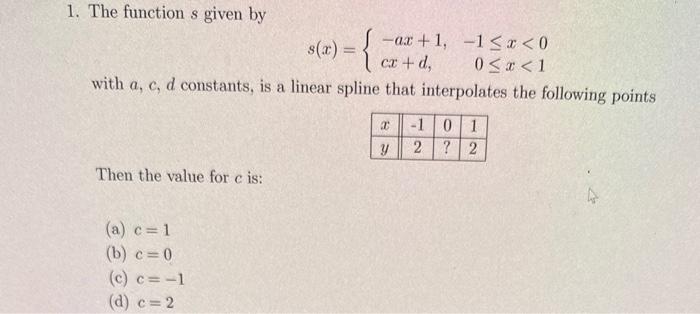 Solved 1. The function s given by | Chegg.com