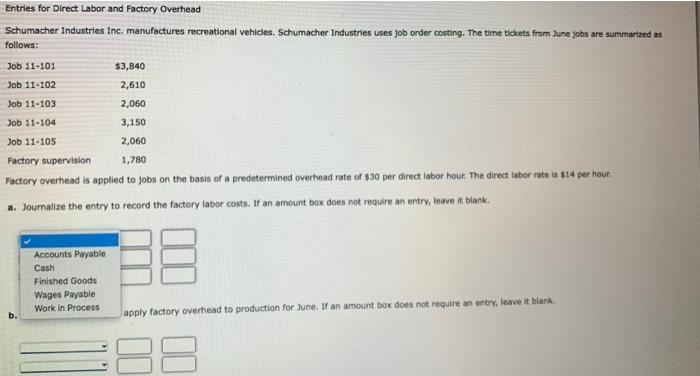 Solved Entries for Direct Labor and Factory Overhead | Chegg.com