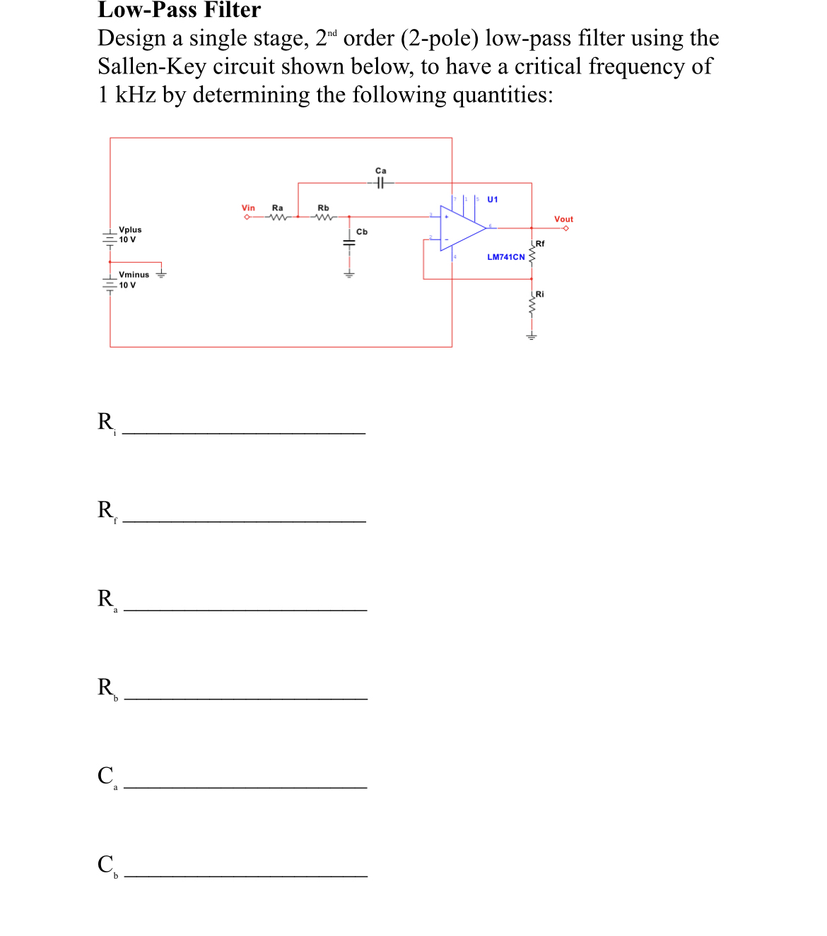 Solved Low-Pass FilterDesign a single stage, 2nd ﻿order | Chegg.com