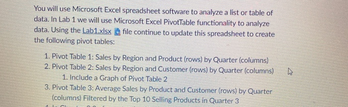 You will use Microsoft Excel spreadsheet software to | Chegg.com