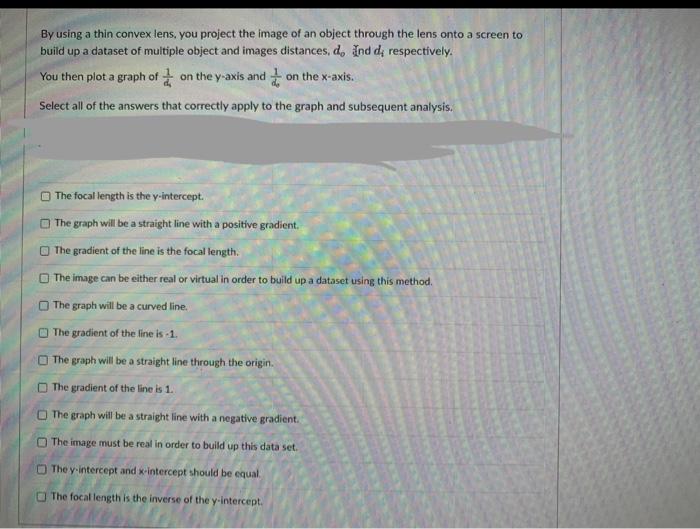 Solved By using a thin convex lens, you project the image of | Chegg.com