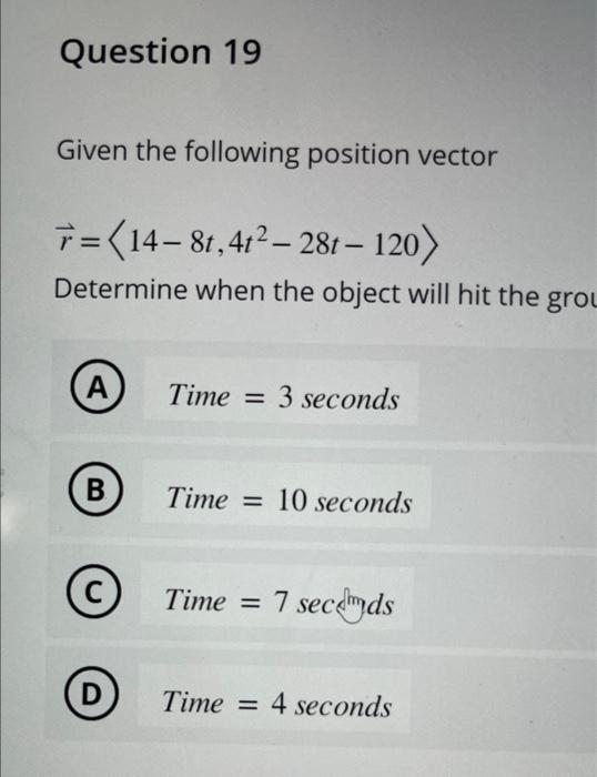 Solved Given the following position vector | Chegg.com