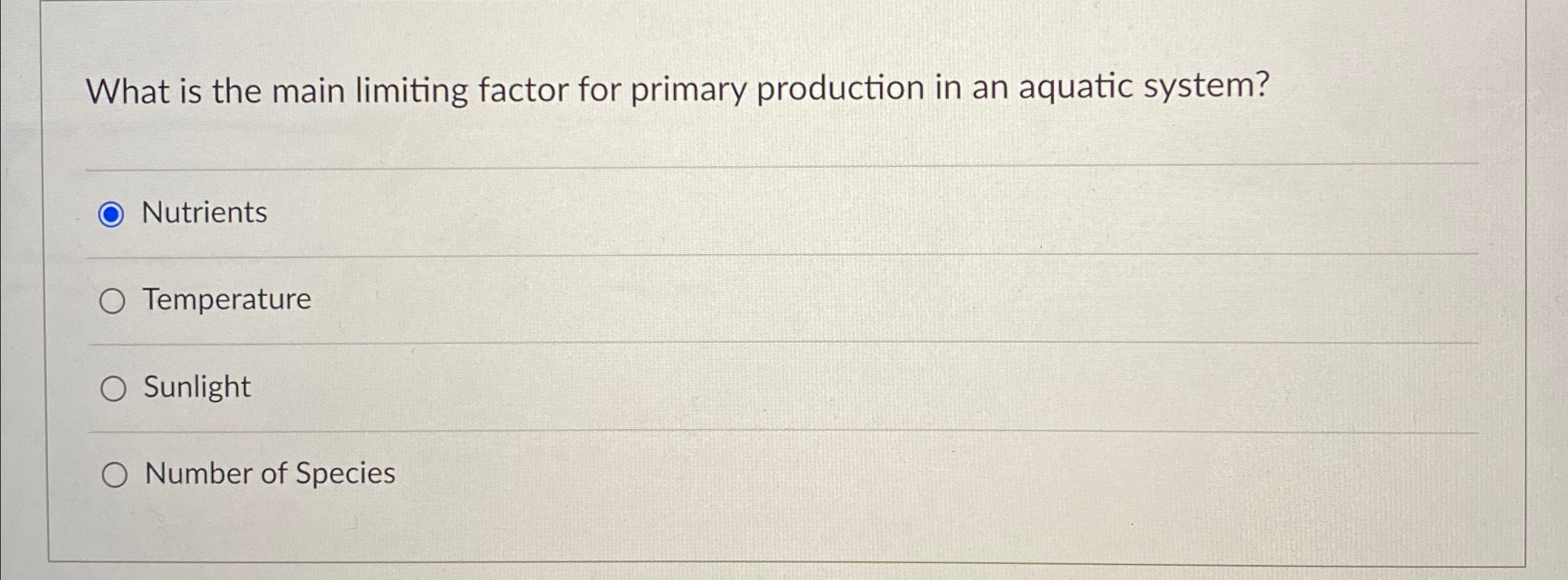 Solved What is the main limiting factor for primary | Chegg.com