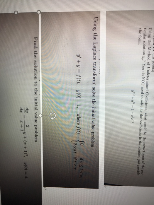 Solved (10 points) Using the Method of Undetermined | Chegg.com
