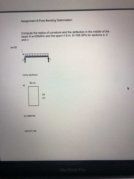 Solved Assignment 8-Pure Bending Deformation Compute the | Chegg.com