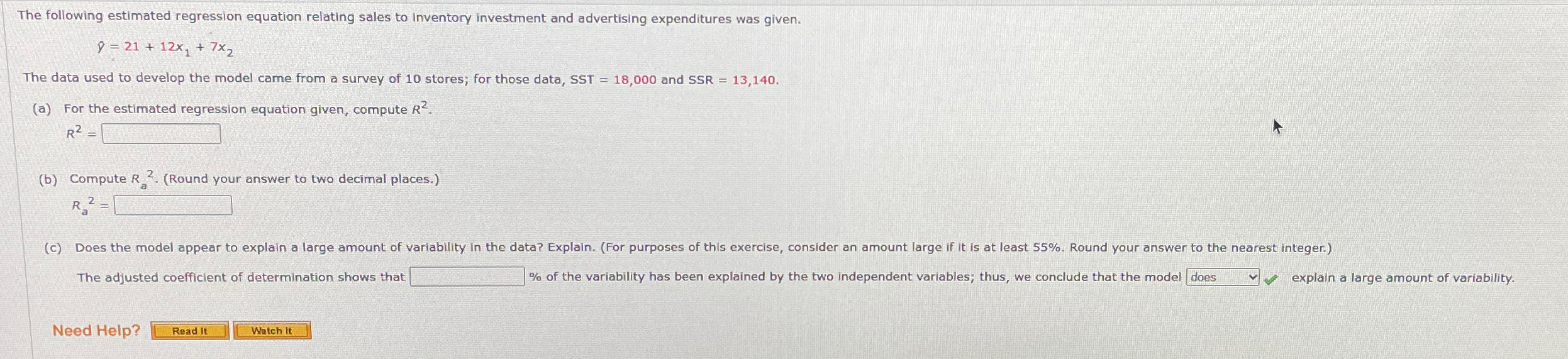 Solved The following estimated regression equation relating | Chegg.com