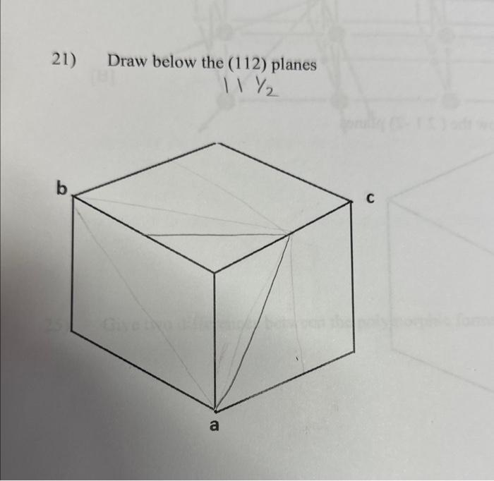 Solved 21) Draw below the (112) planes 111/2Draw in 3D below | Chegg.com