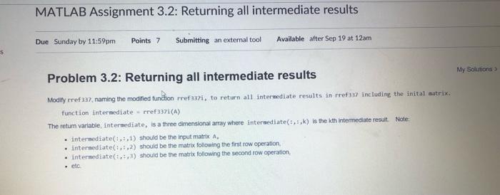 Solved MATLAB Assignment 3.2: Returning all intermediate | Chegg.com