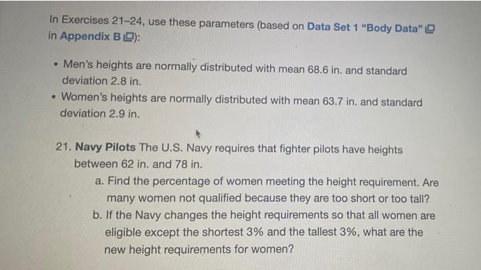 Solved In Exercises 21-24, use these parameters (based on | Chegg.com