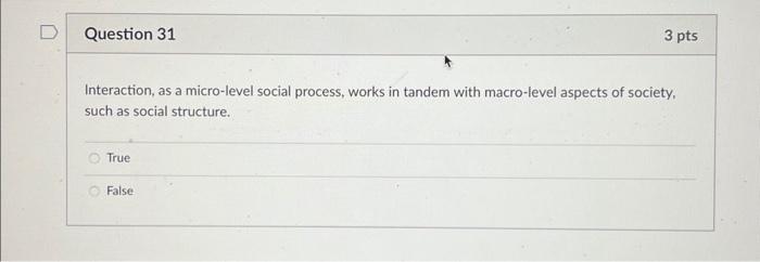 True or false interaction as a micro level social | Chegg.com