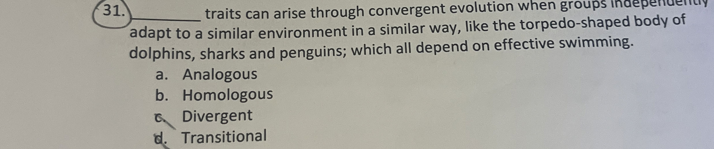 Solved q, ﻿traits can arise through convergent evolution | Chegg.com