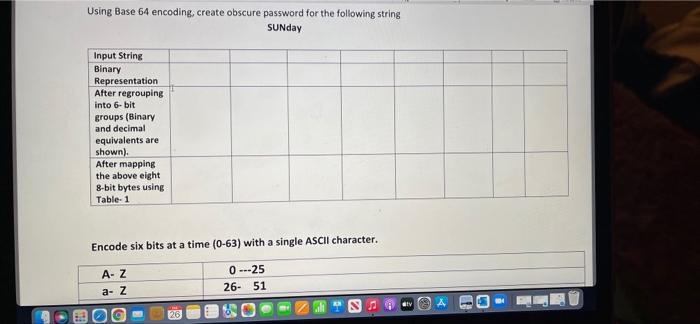 Solved Using Base 64 encoding, create obscure password for | Chegg.com