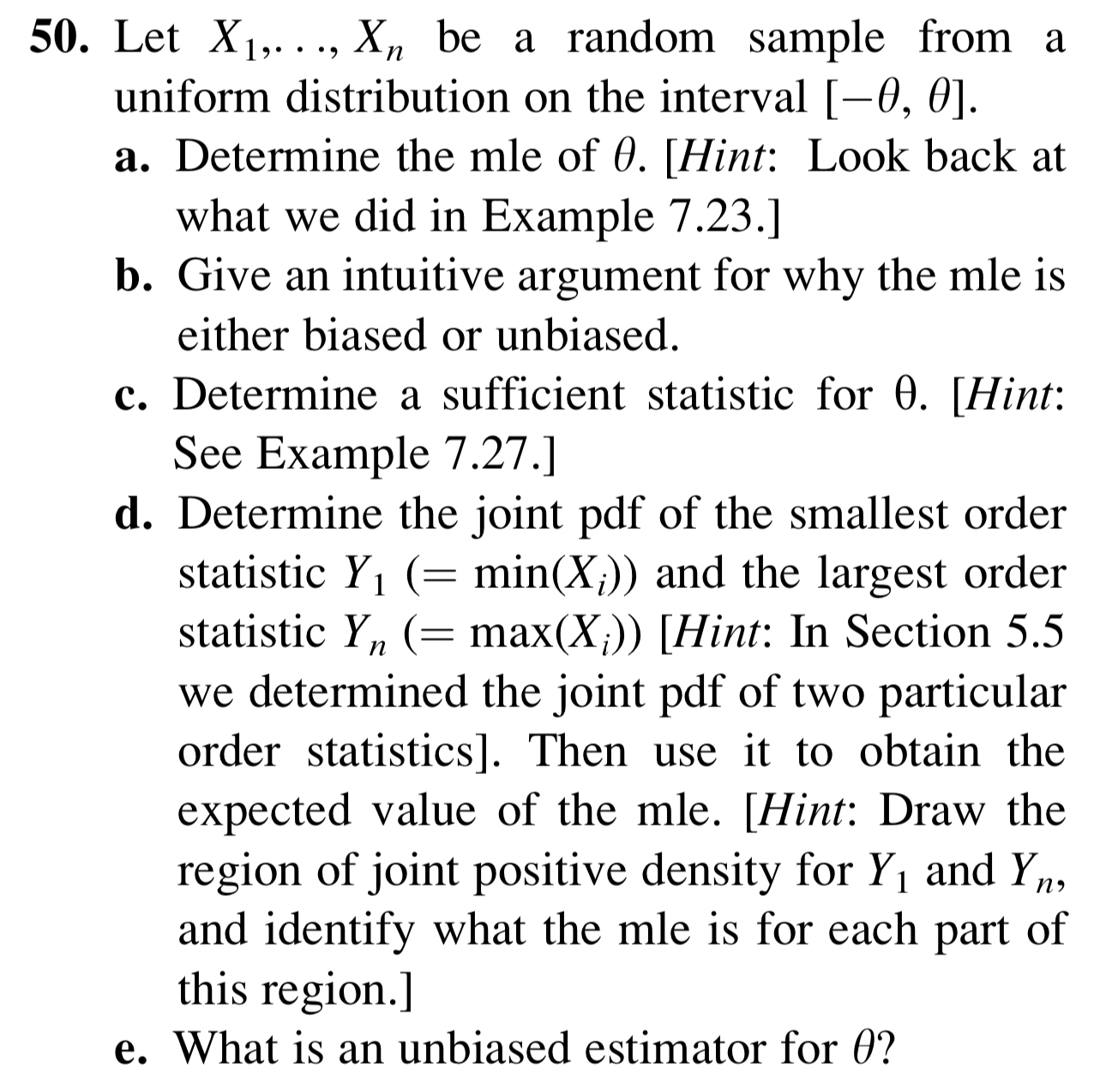 Solved Let x1,dots,xn ﻿be a random sample from a uniform | Chegg.com