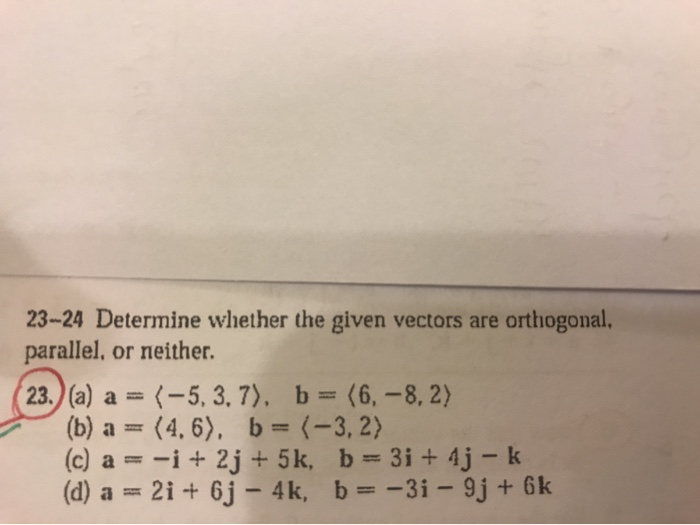 Solved 23 24 Determine Whether The Given Vectors Are