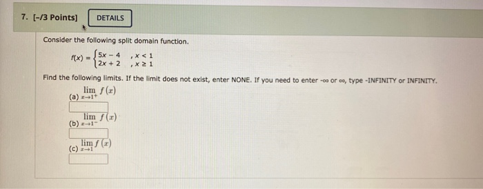Solved 7. (-/3 Points) DETAILS Consider the following split | Chegg.com