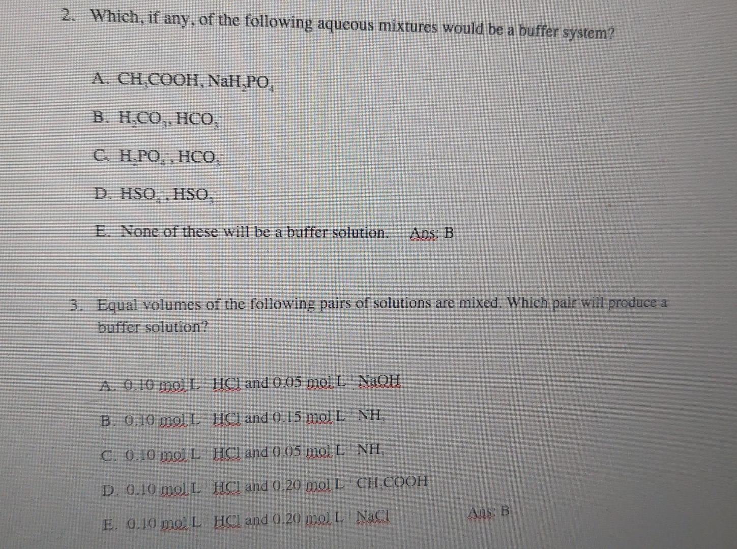 Solved 1. Which of the following aqueous mixtures would be a | Chegg.com