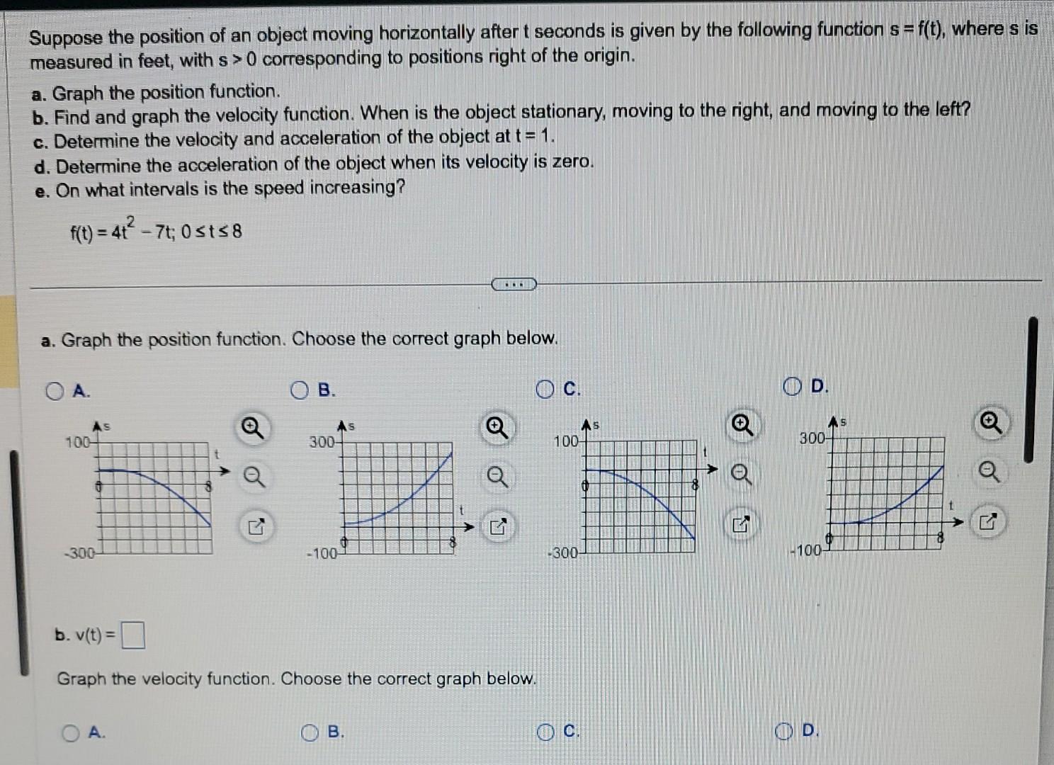Solved Suppose the position of an object moving horizontally | Chegg.com