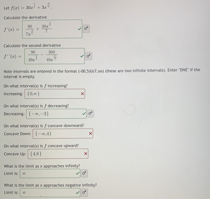 Solved 3 10 Let f(x) = 30c7 + 3. 7. Calculate the derivative | Chegg.com