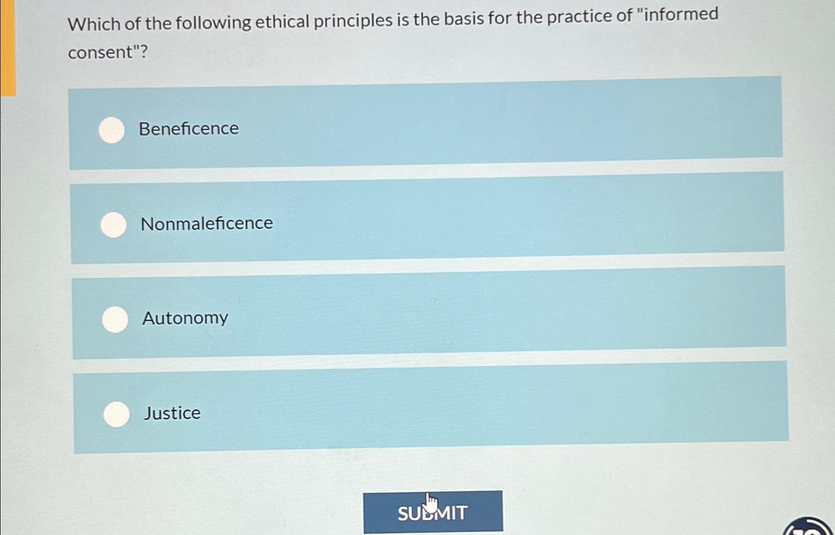 Solved Which of the following ethical principles is the | Chegg.com