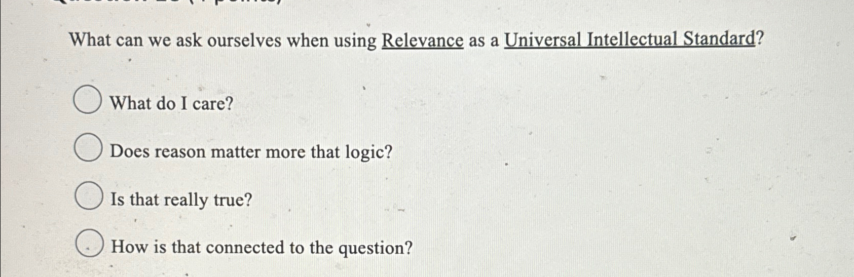 Solved What can we ask ourselves when using Relevance as a | Chegg.com