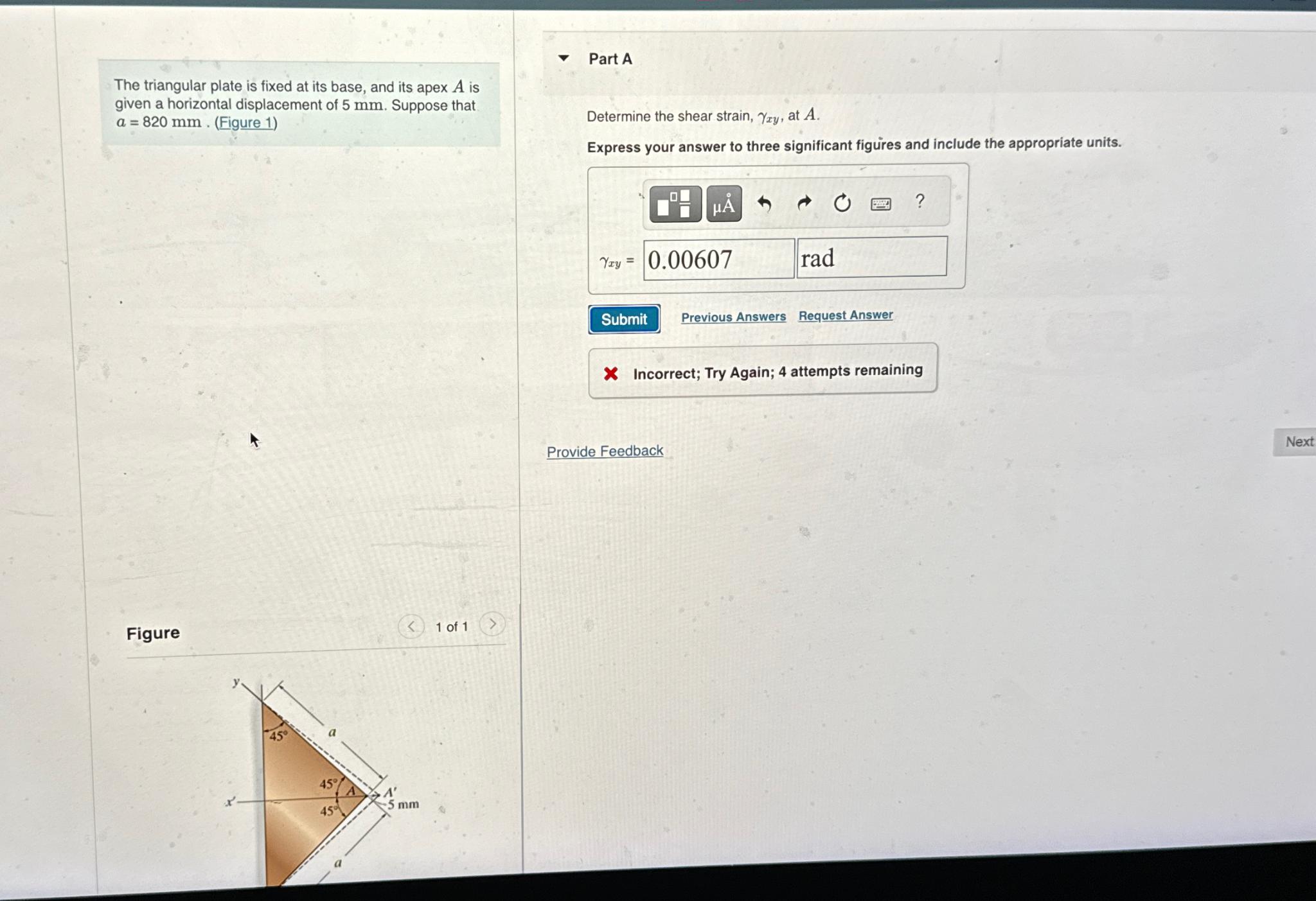 Solved The triangular plate is fixed at its base, and its | Chegg.com