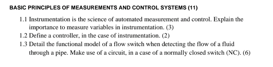 Solved BASIC PRINCIPLES OF MEASUREMENTS AND CONTROL SYSTEMS | Chegg.com