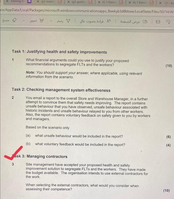 Task 1: Justifying health and safety improvements 1 | Chegg.com