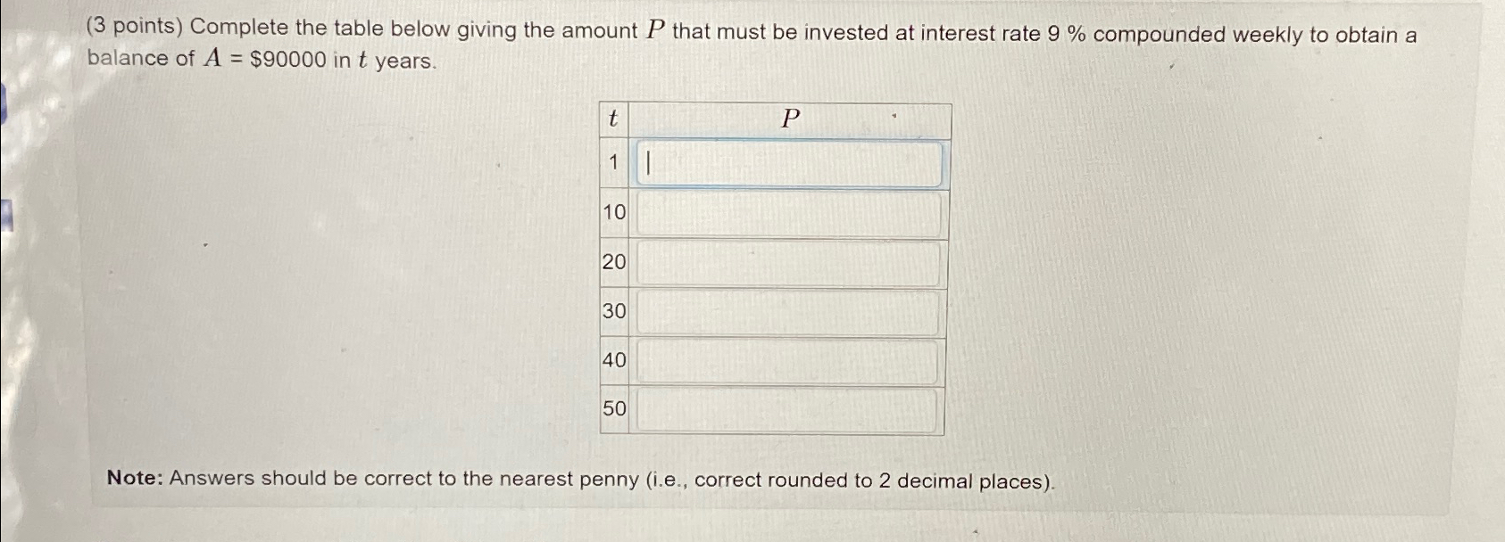 Solved (3 ﻿points) ﻿Complete the table below giving the | Chegg.com