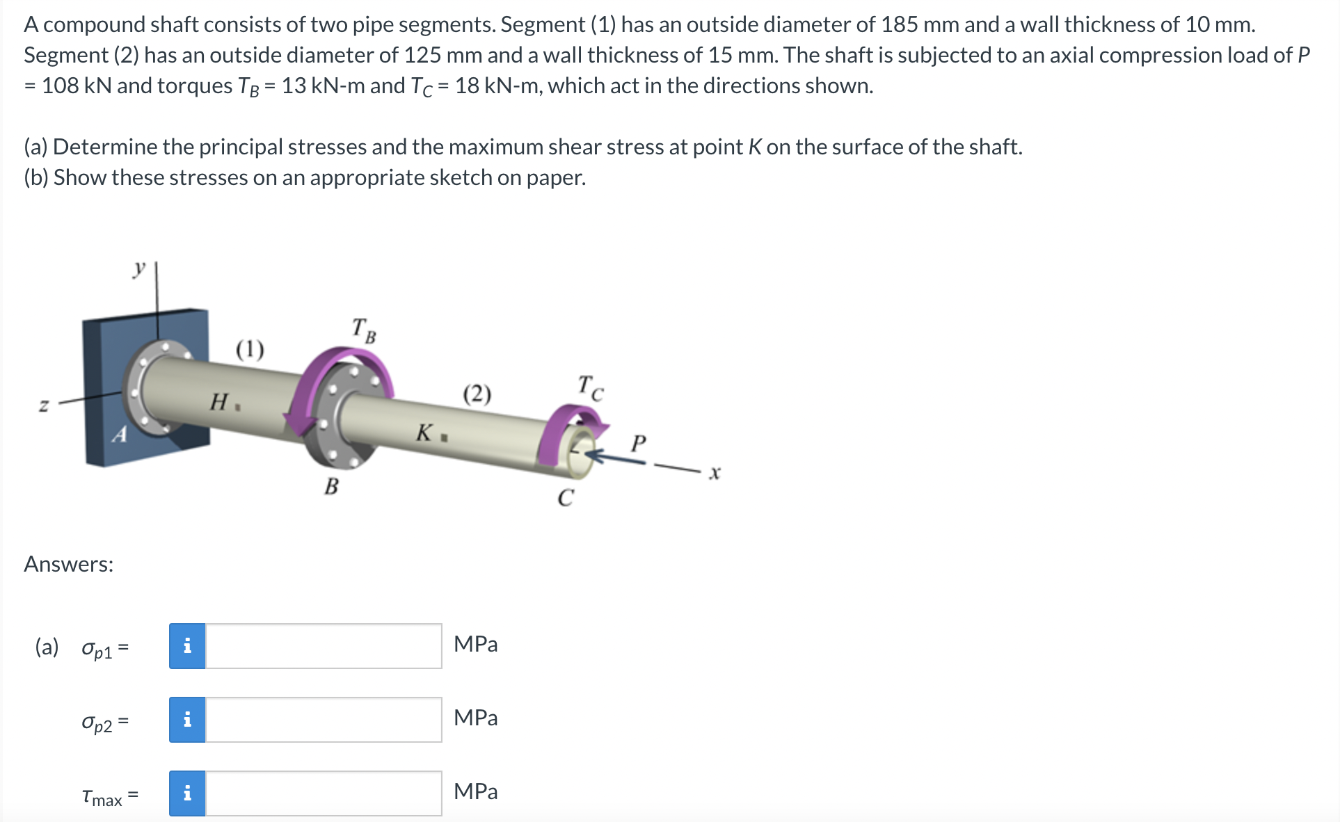 Solved A compound shaft consists of two pipe segments. | Chegg.com
