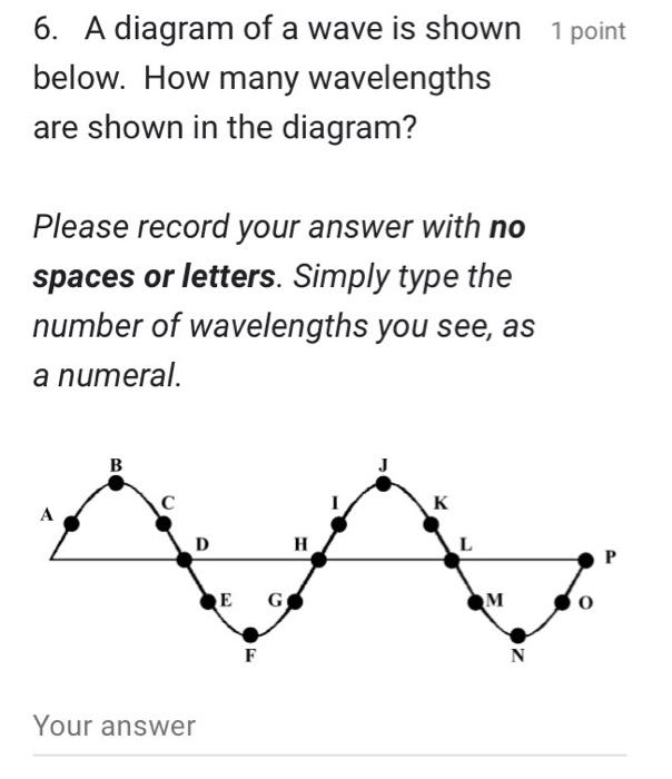 Solved 6. A diagram of a wave is shown 1 point below. How | Chegg.com