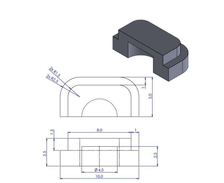 Solved Given the following part (Isometric, Front, Top and | Chegg.com