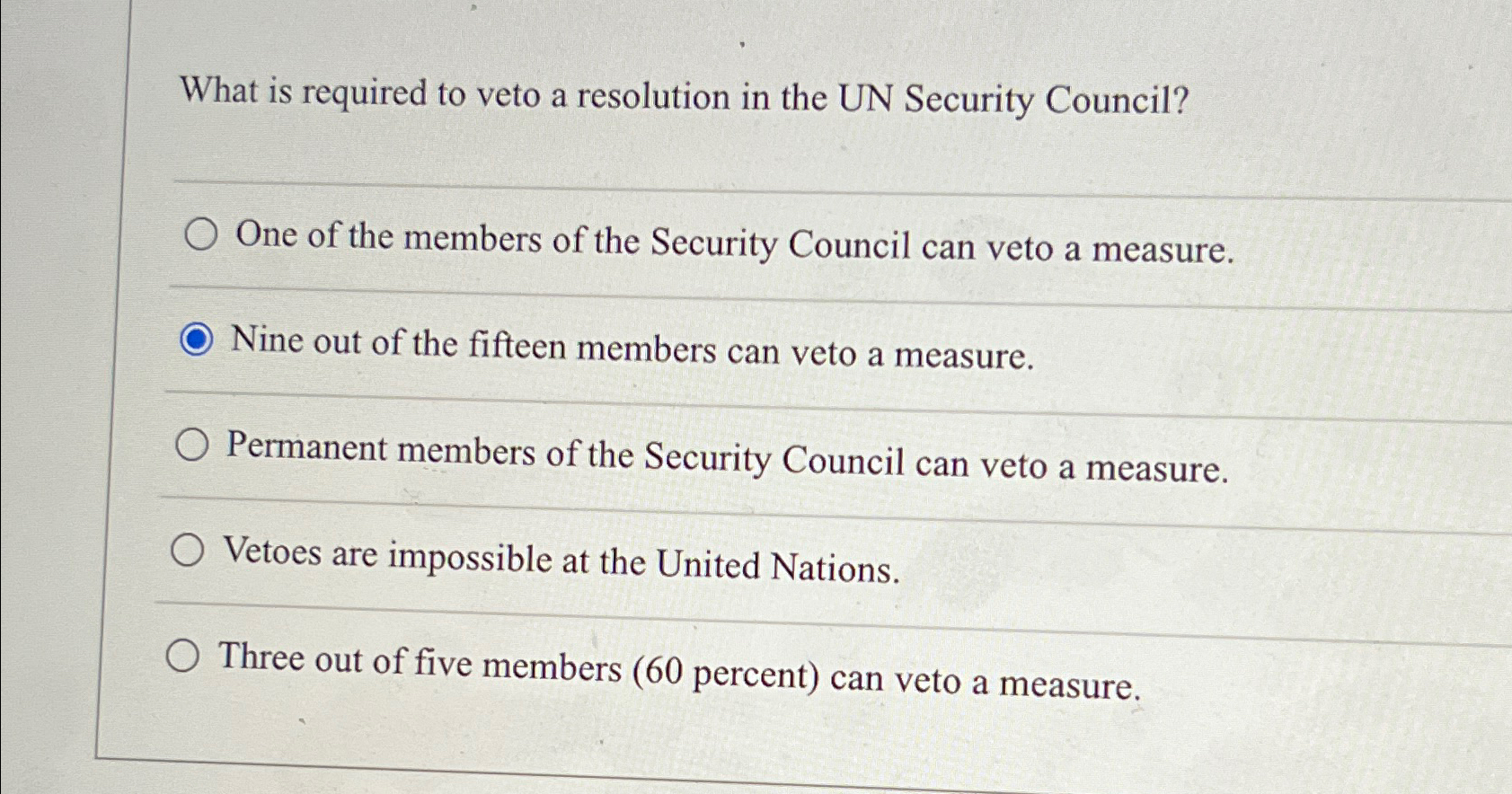 Solved What is required to veto a resolution in the UN | Chegg.com