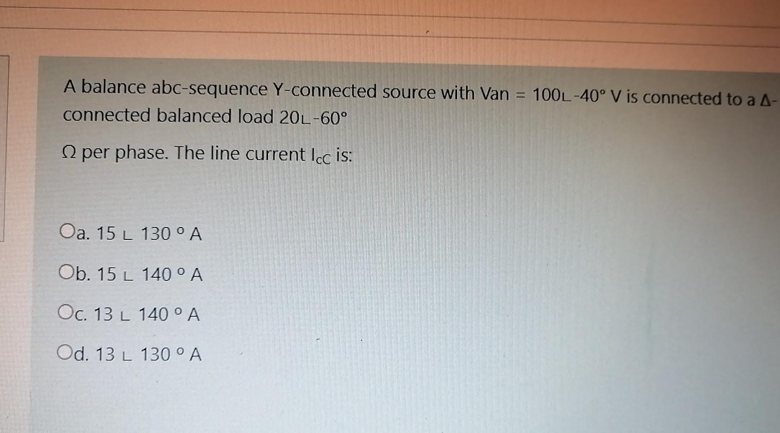 Solved A balance abc-sequence Y-connected source with Van = | Chegg.com