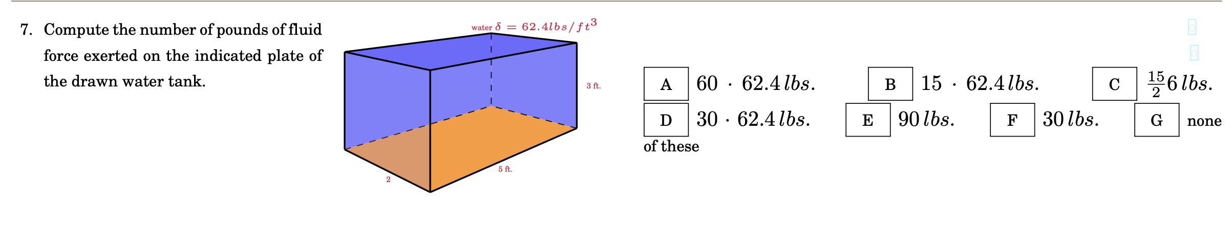 Solved Compute the number of pounds of fluidforce exerted on | Chegg.com