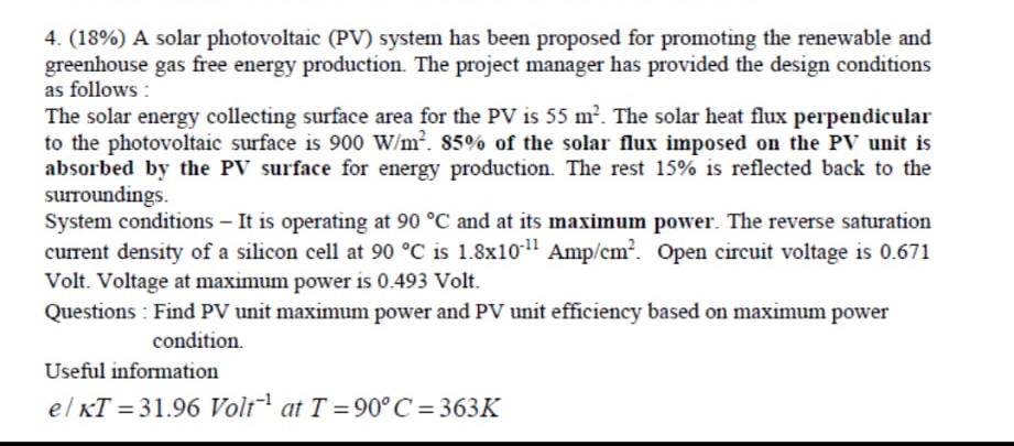 A solar photovoltaic (PV) ﻿system has been proposed | Chegg.com