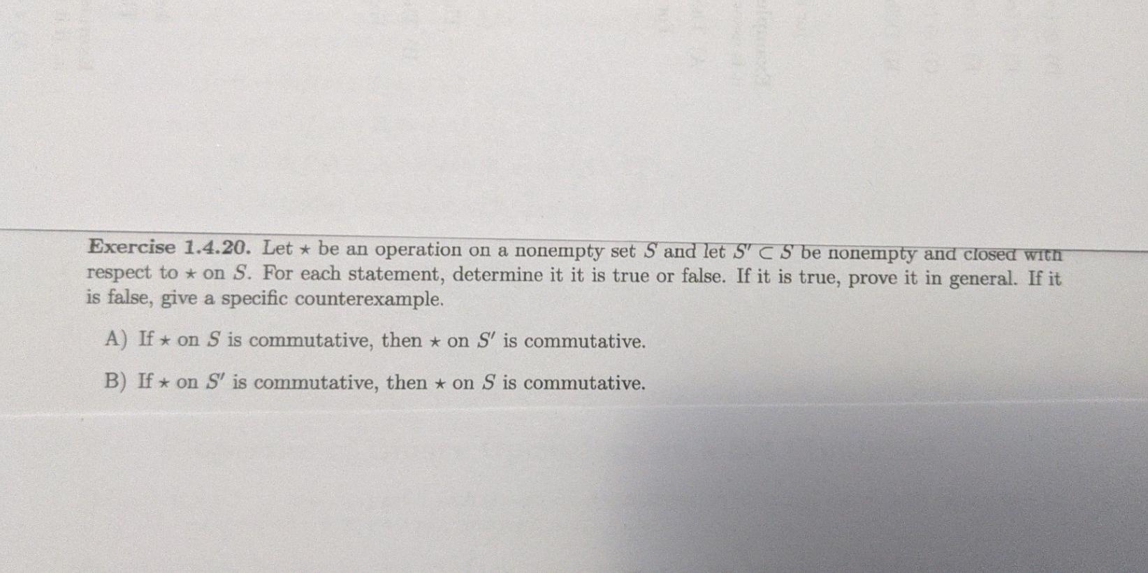 Solved Exercise 1420 Let Be An Operation On A Nonempty 