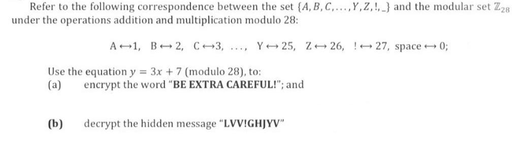 Solved Refer to the following correspondence between the set | Chegg.com