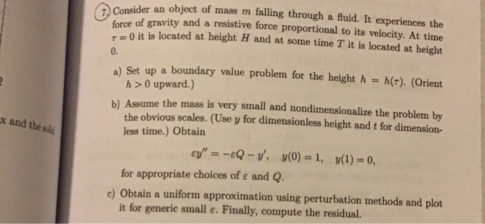 C Consider An Object Of Mass M Falling Through A