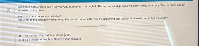 Solved Outside a home, there is a 4-key keypad numbered 1 | Chegg.com