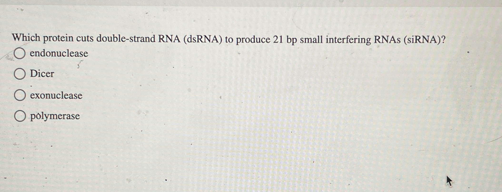 Solved Which protein cuts double-strand RNA (dsRNA) ﻿to | Chegg.com