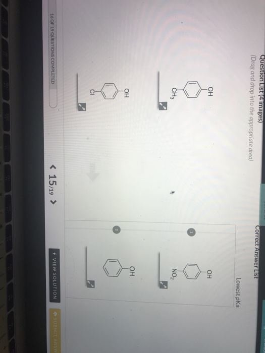 Solved 15 Question (1 point) Rank the following acids from | Chegg.com